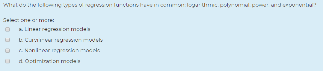Solved What do the following types of regression functions | Chegg.com