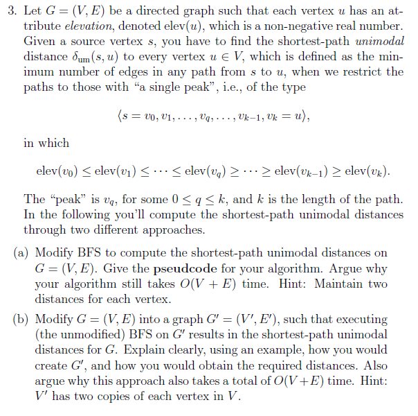 Solved 3. Let G=(V,E) be a directed graph such that each | Chegg.com