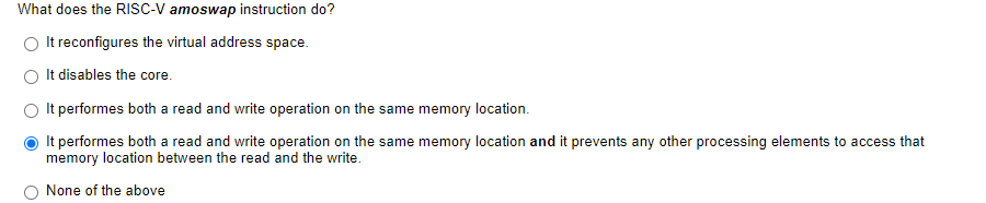 Solved What does the RISC-V amoswap instruction do? It | Chegg.com