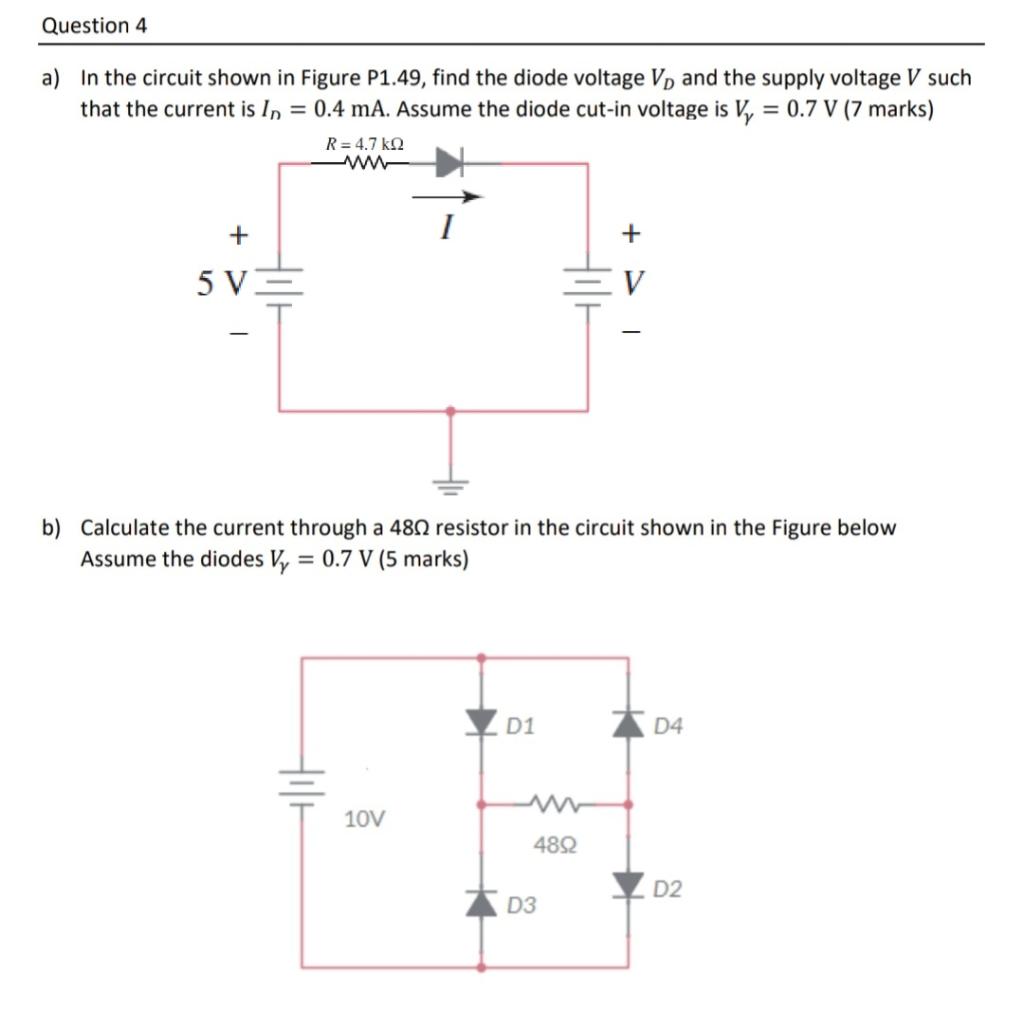 Solved a) In the circuit shown in Figure P1.49, find the | Chegg.com