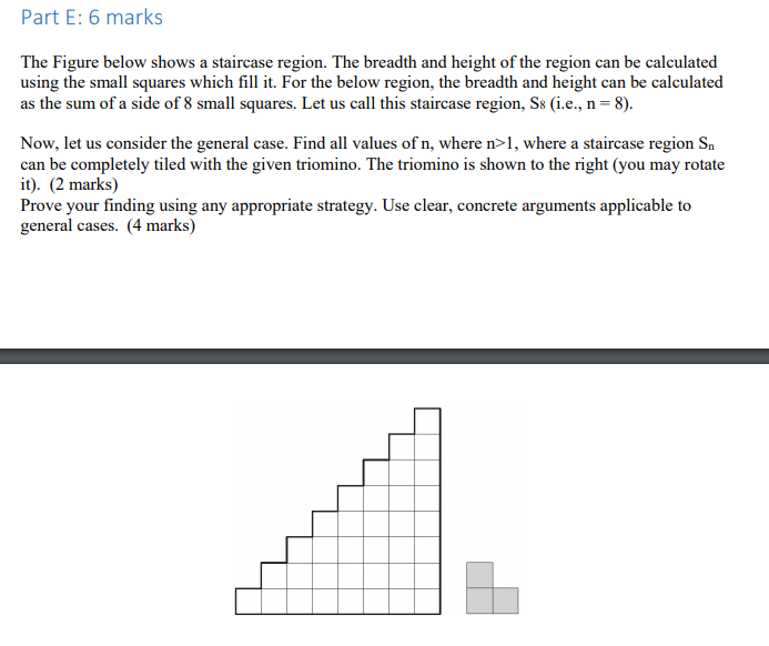 Solved Part E: 6 marks The Figure below shows a staircase | Chegg.com
