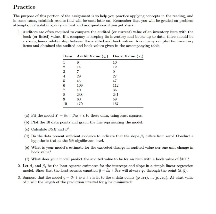 Solved Practice The purpose of this portion of the | Chegg.com