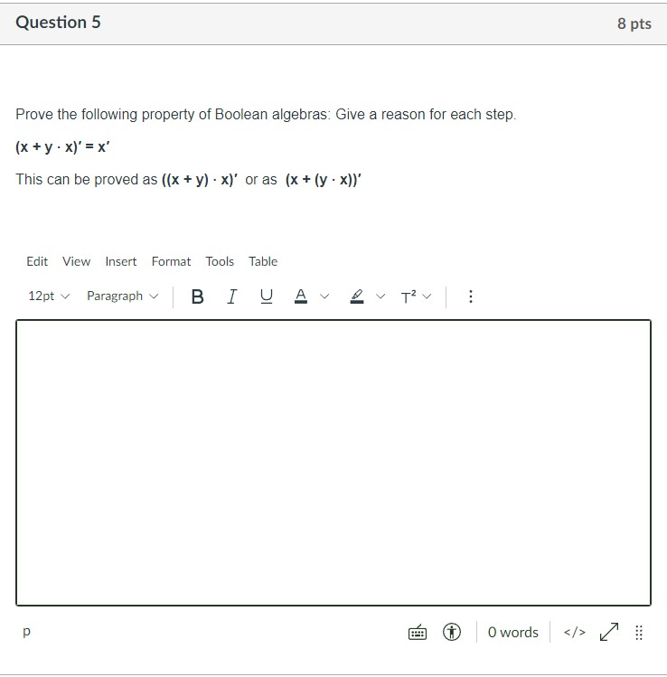 Solved Prove The Following Property Of Boolean Algebras