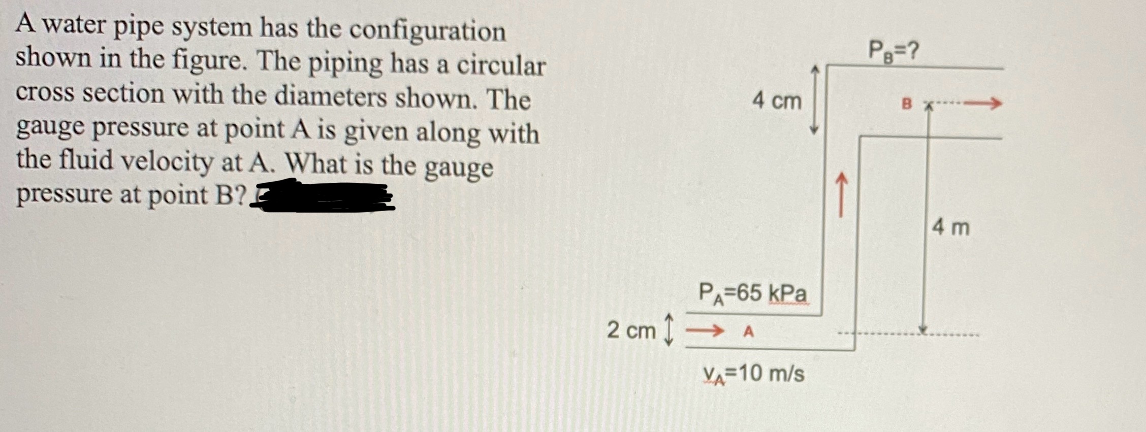 Solved A water pipe system has the configuration shown in | Chegg.com