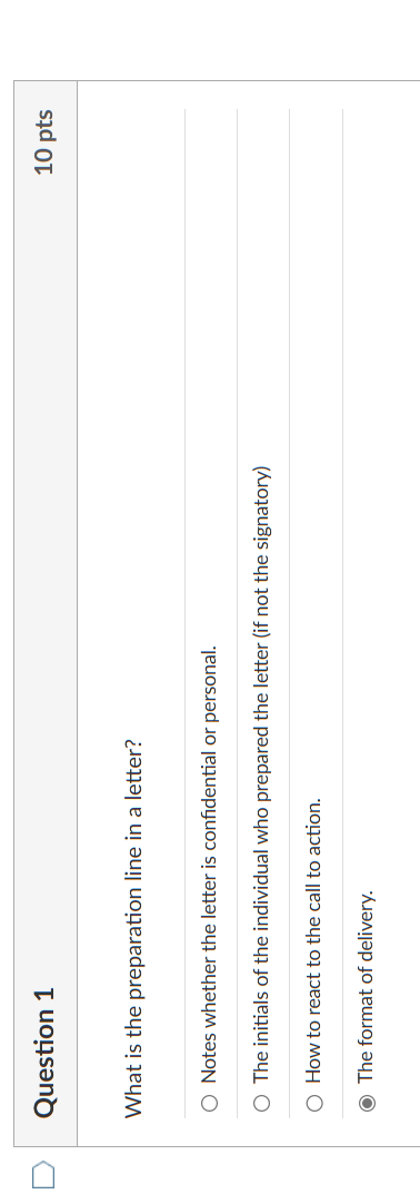 Question 1 10 pts What is the preparation line in a | Chegg.com Question 1 10 pts What is the preparation line in a | Chegg.com