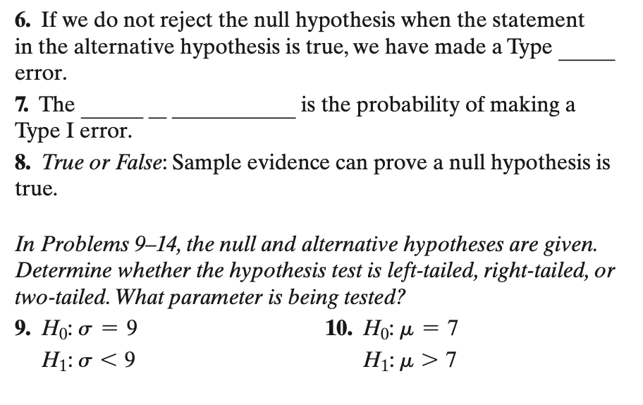 Solved 6. If we do not reject the null hypothesis when the | Chegg.com