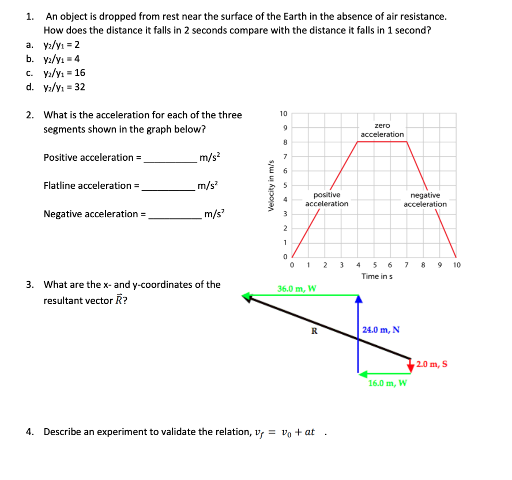 Solved 1. An object is dropped from rest near the surface of | Chegg.com