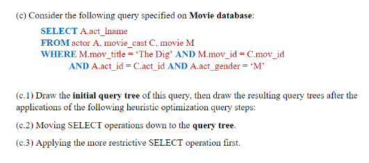 Consider the following Movie database for Questions 1 | Chegg.com