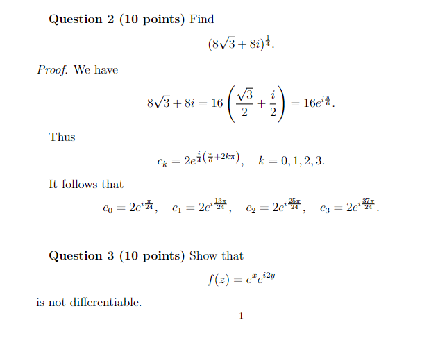 Solved Question 2 (10 points) Find (83+8i)41. Proof. We have | Chegg.com