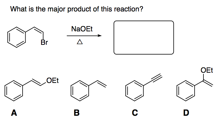 Solved What is the major product of this reaction? NaOEt Br | Chegg.com