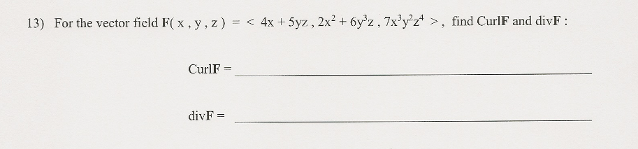 Solved 13) For the vector field | Chegg.com