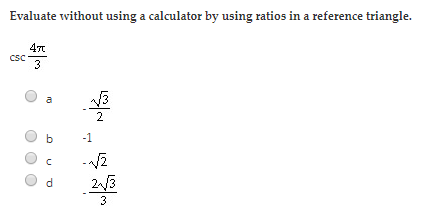 Solved Evaluate without using a calculator by using ratios | Chegg.com