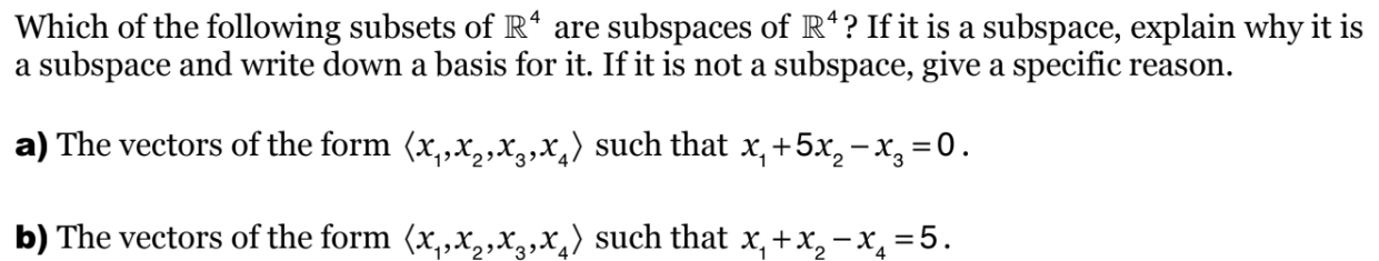 Solved Which of the following subsets of R4 are subspaces of | Chegg.com