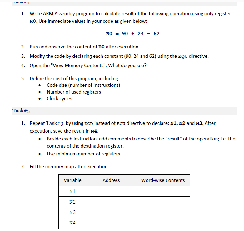 Solved I A4 1. Write ARM Assembly program to calculate | Chegg.com