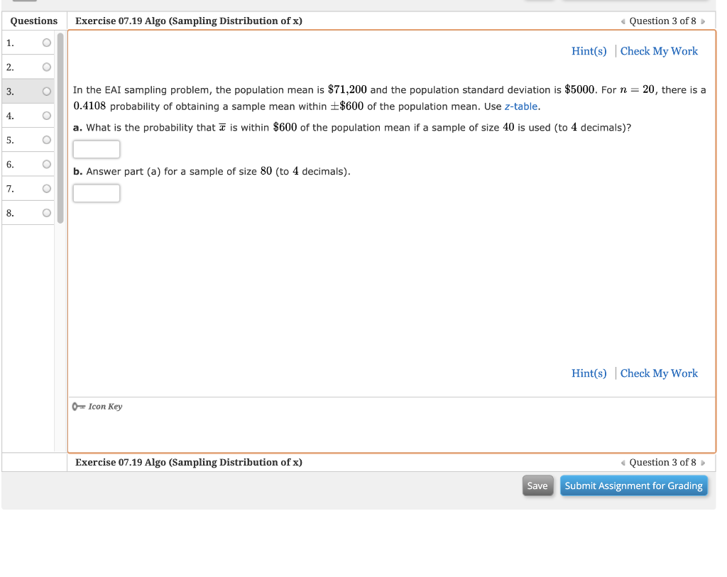 Solved Questions Exercise 07.19 Algo (Sampling Distribution | Chegg.com