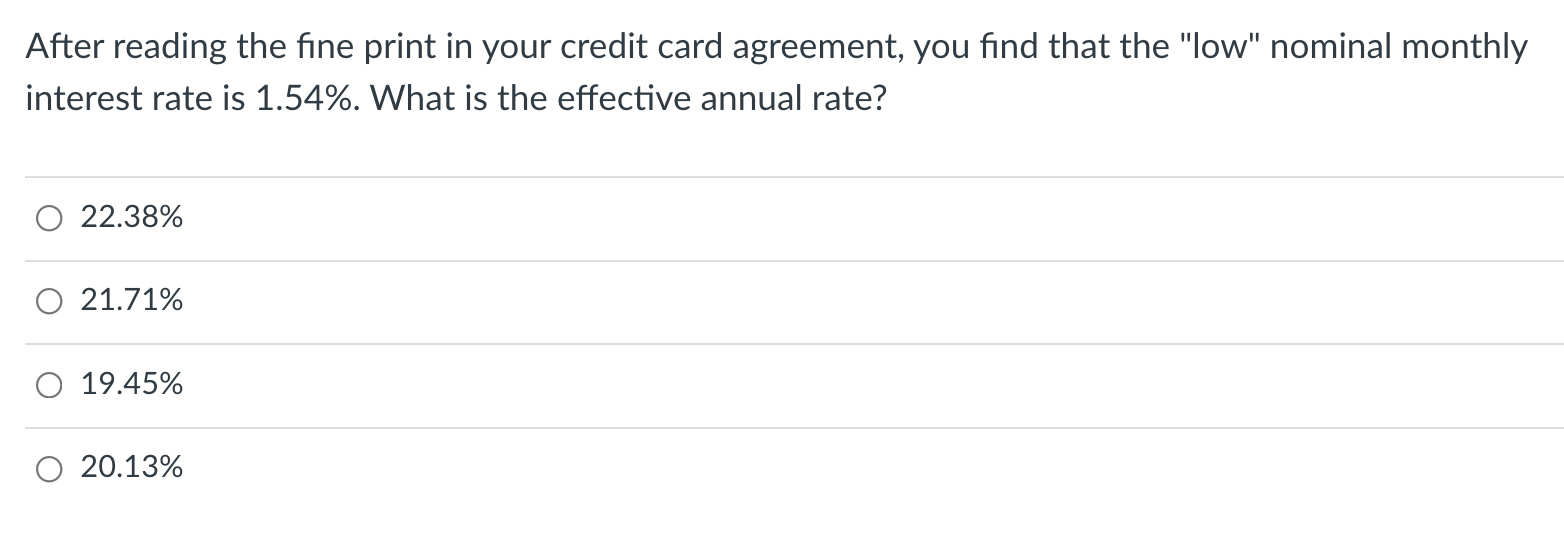 Solved After reading the fine print in your credit card | Chegg.com