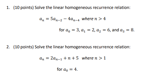 Solved 1. (10 points) Solve the linear homogeneous | Chegg.com