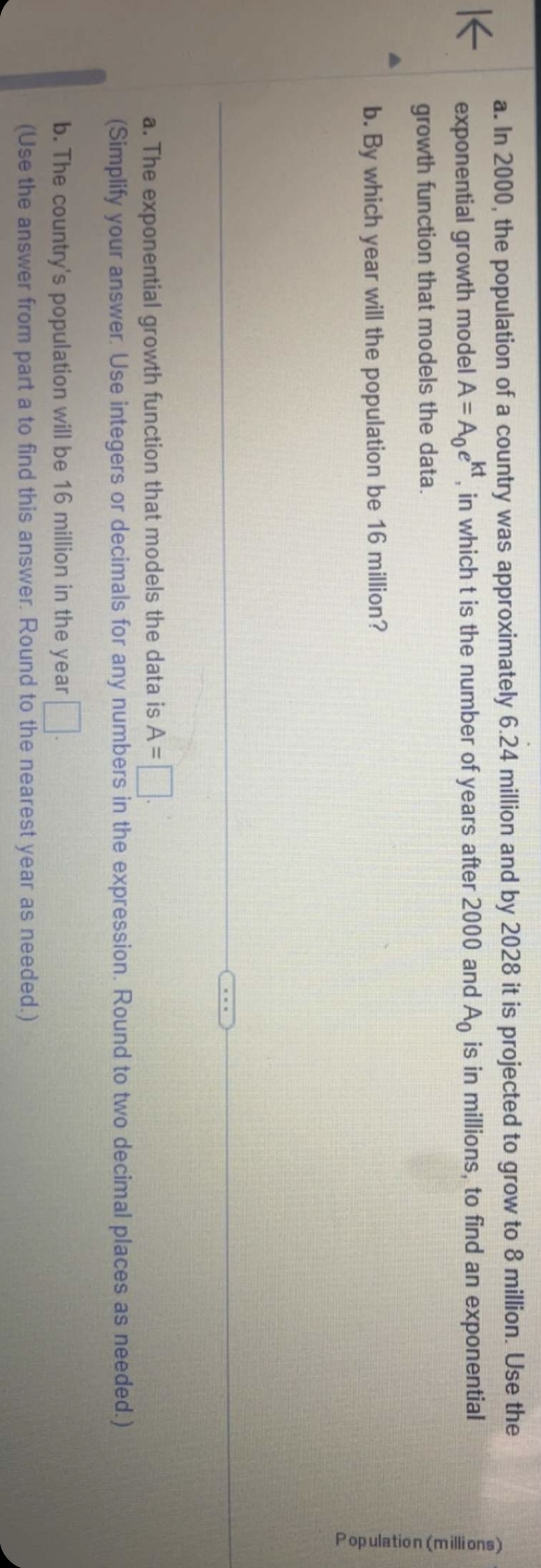 Solved a. ﻿In 2000 , ﻿the population of a country was | Chegg.com