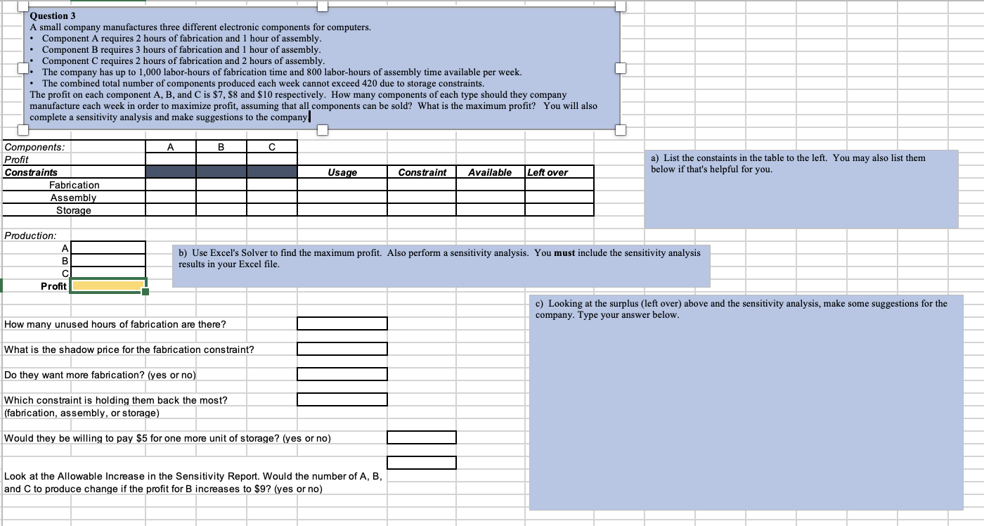 Solved Please show work and solve using solver in excel. | Chegg.com