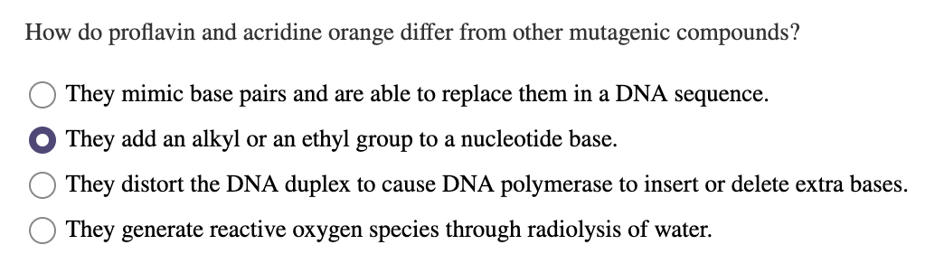 Solved How do proflavin and acridine orange differ from | Chegg.com