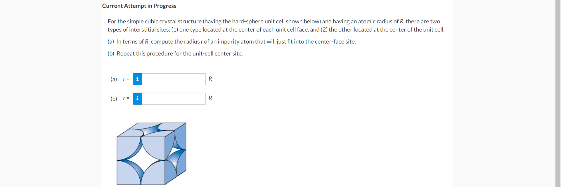 Solved For the simple cubic crystal structure (having the | Chegg.com