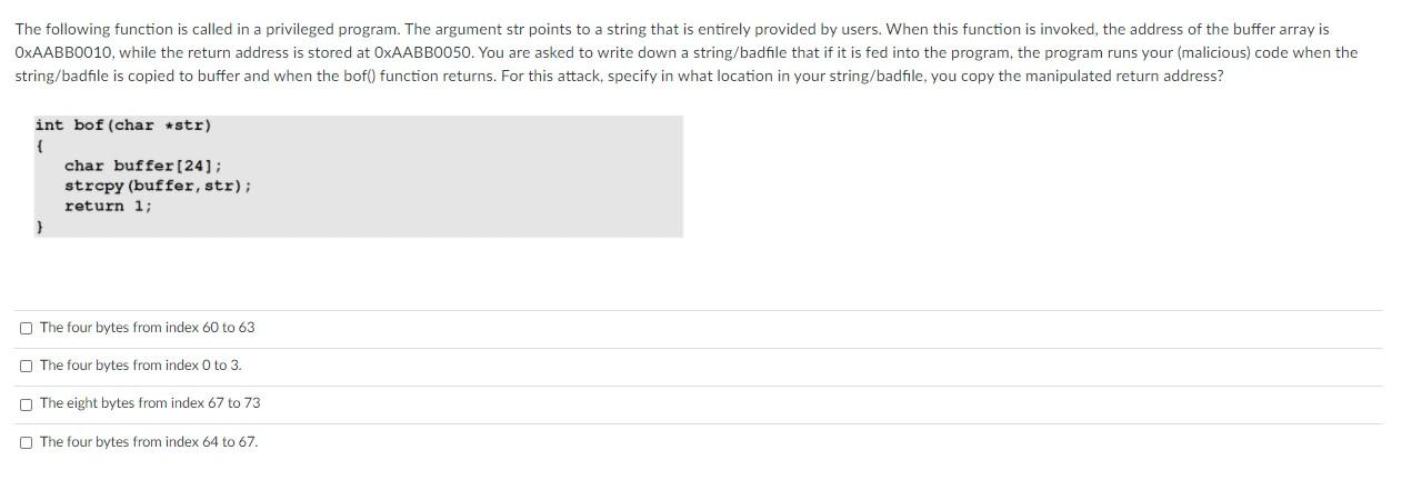 Solved The following function is called in a privileged | Chegg.com
