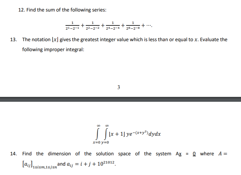 12. Find the sum of the following series: 1 21-2-1 + | Chegg.com
