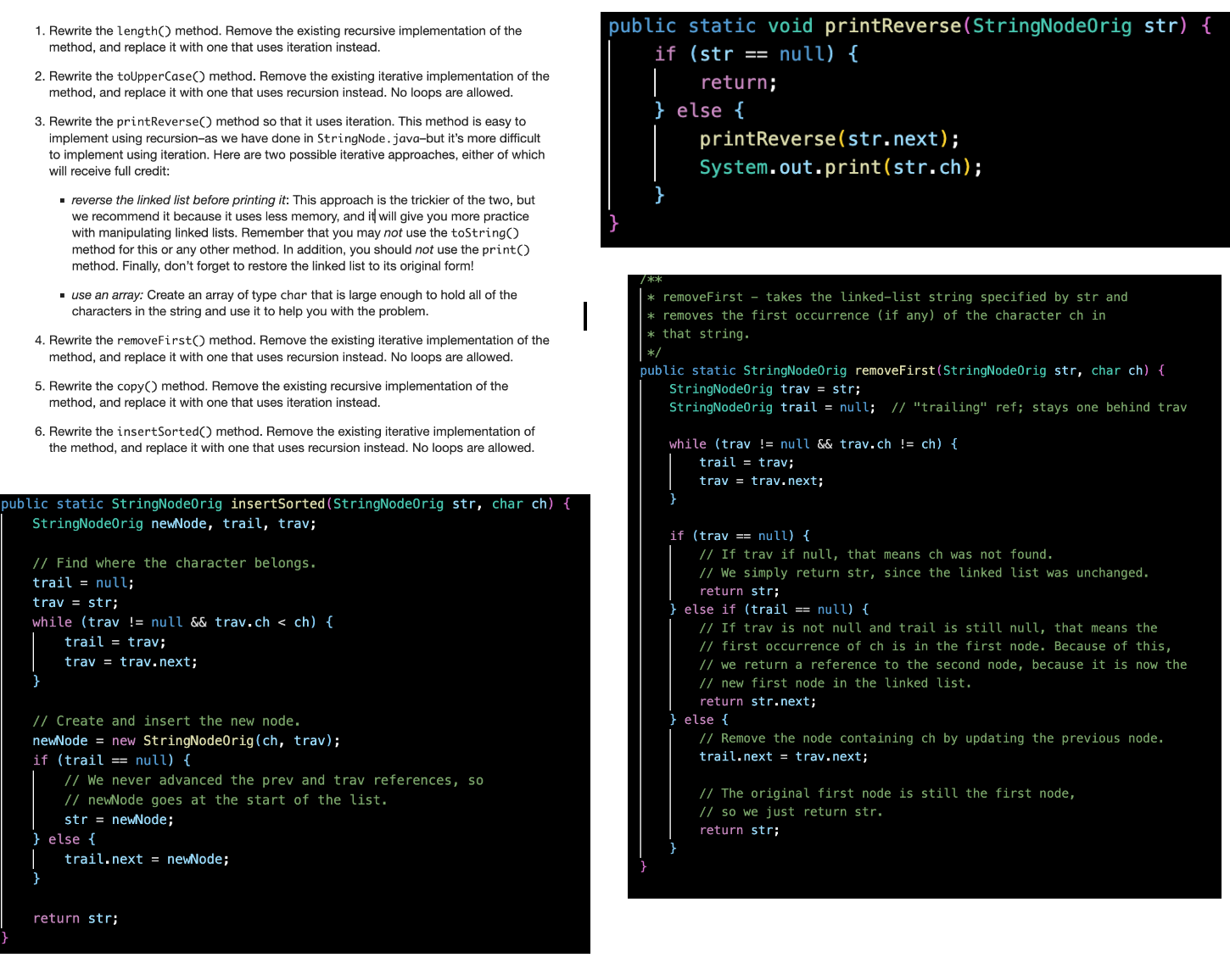 Solved Rewrite the printReverse() ﻿method so that it uses | Chegg.com