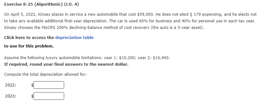 Exercise 8-23 (Algorithmic) (LO. 2, 3) Diana | Chegg.com