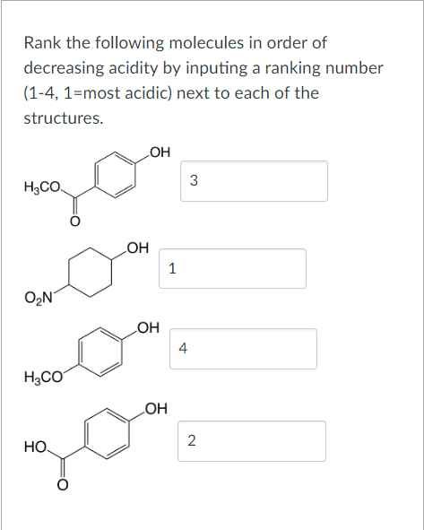 Solved Rank the following molecules in order of decreasing | Chegg.com