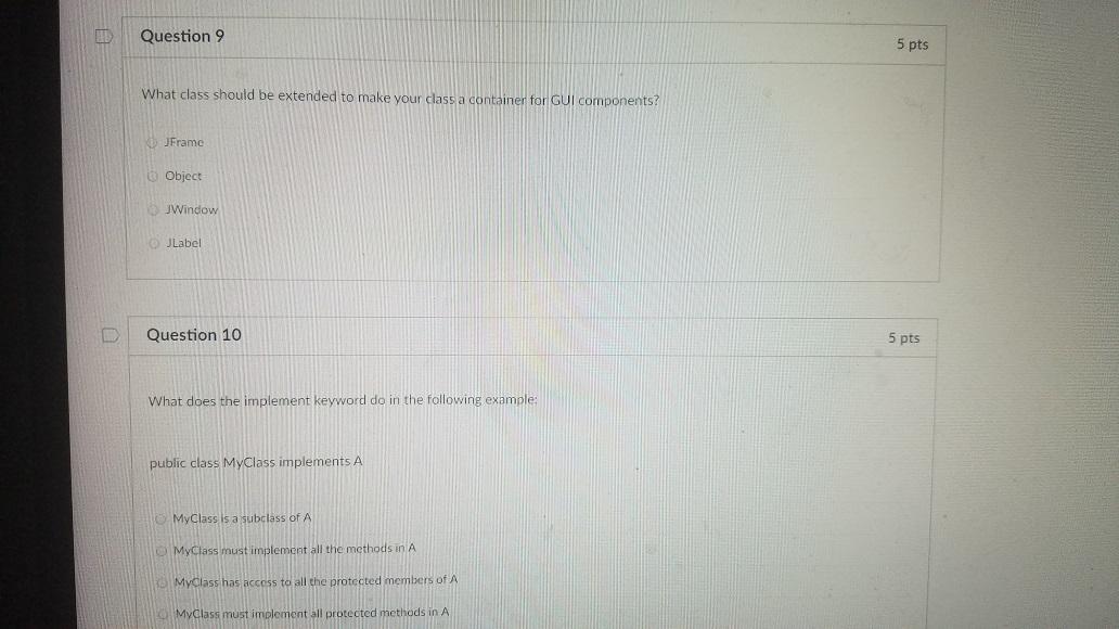 Solved Question 9 5 pts What class should be extended to | Chegg.com