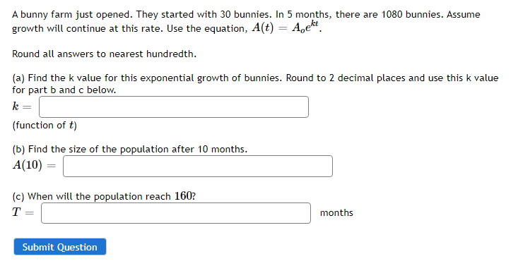 Solved A bunny farm just opened. They started with 30 | Chegg.com