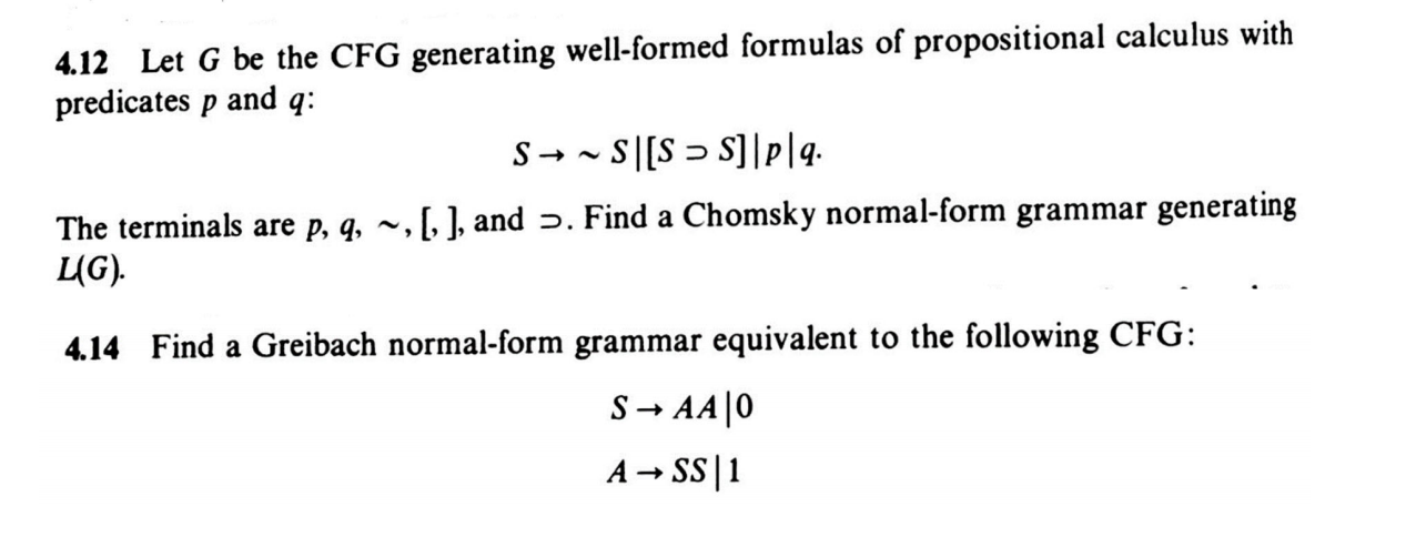 Solved 4.12 Let G be the CFG generating well-formed formulas | Chegg.com