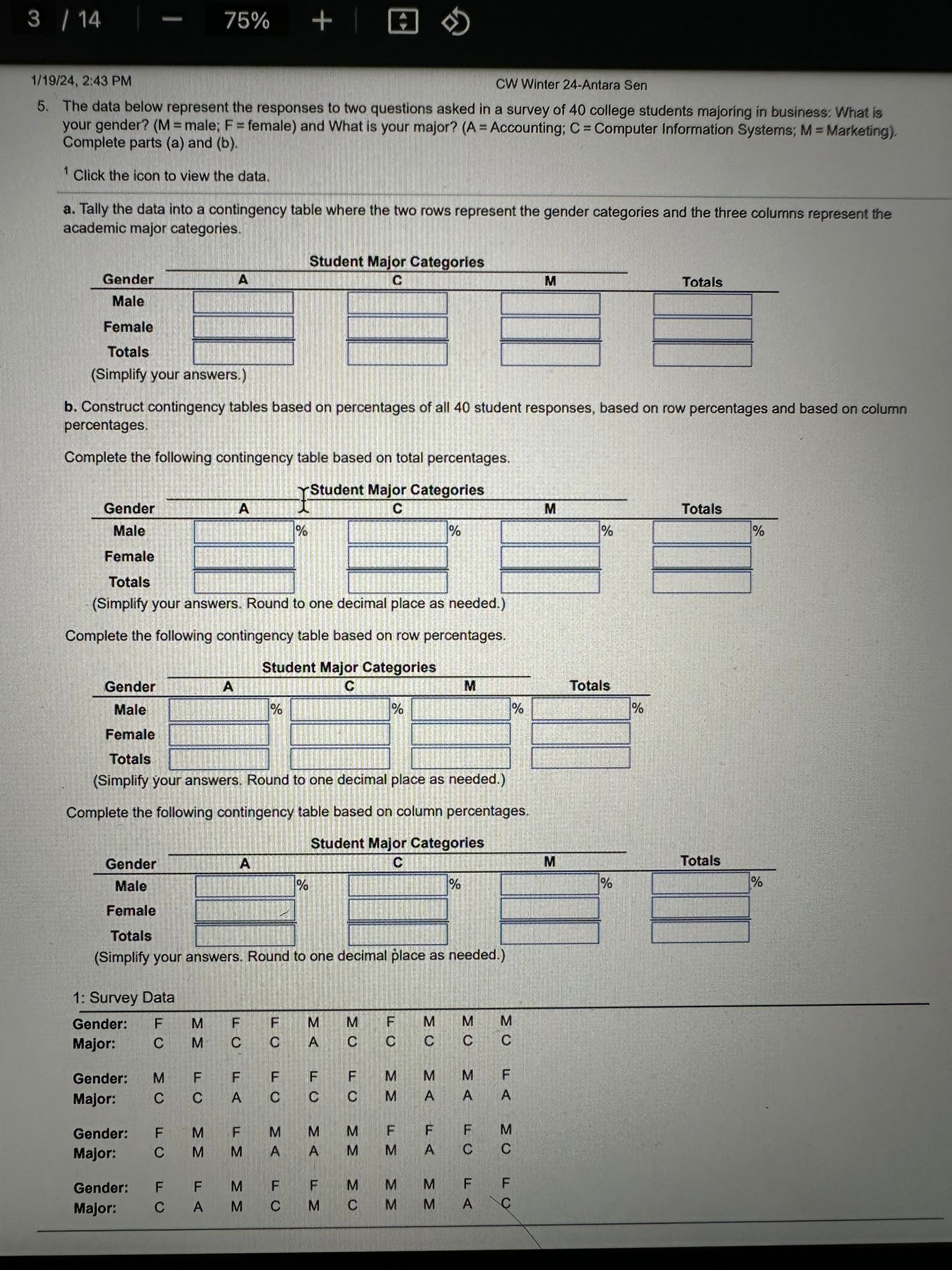 Solved The data below represent the responses to two | Chegg.com