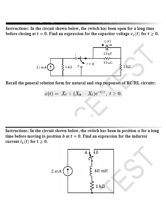 Solved Instructions: In the circuit shown below, the switch | Chegg.com
