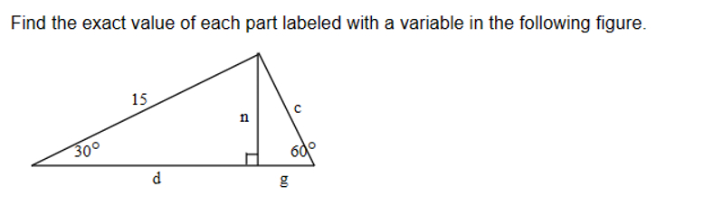 Solved Find the exact value of each part labeled with a | Chegg.com