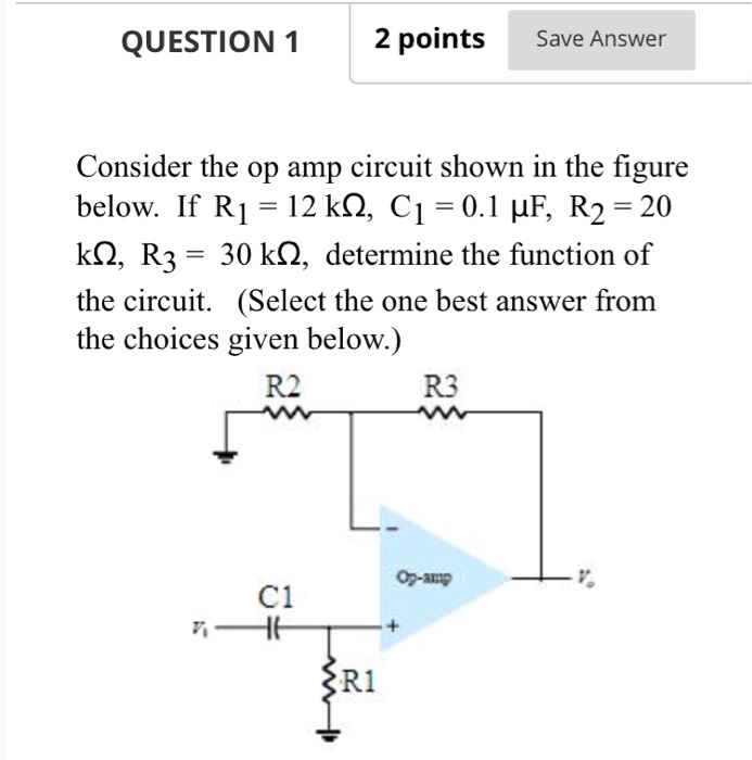 Solved QUESTION 1 2 points Save Answer Consider the op amp | Chegg.com