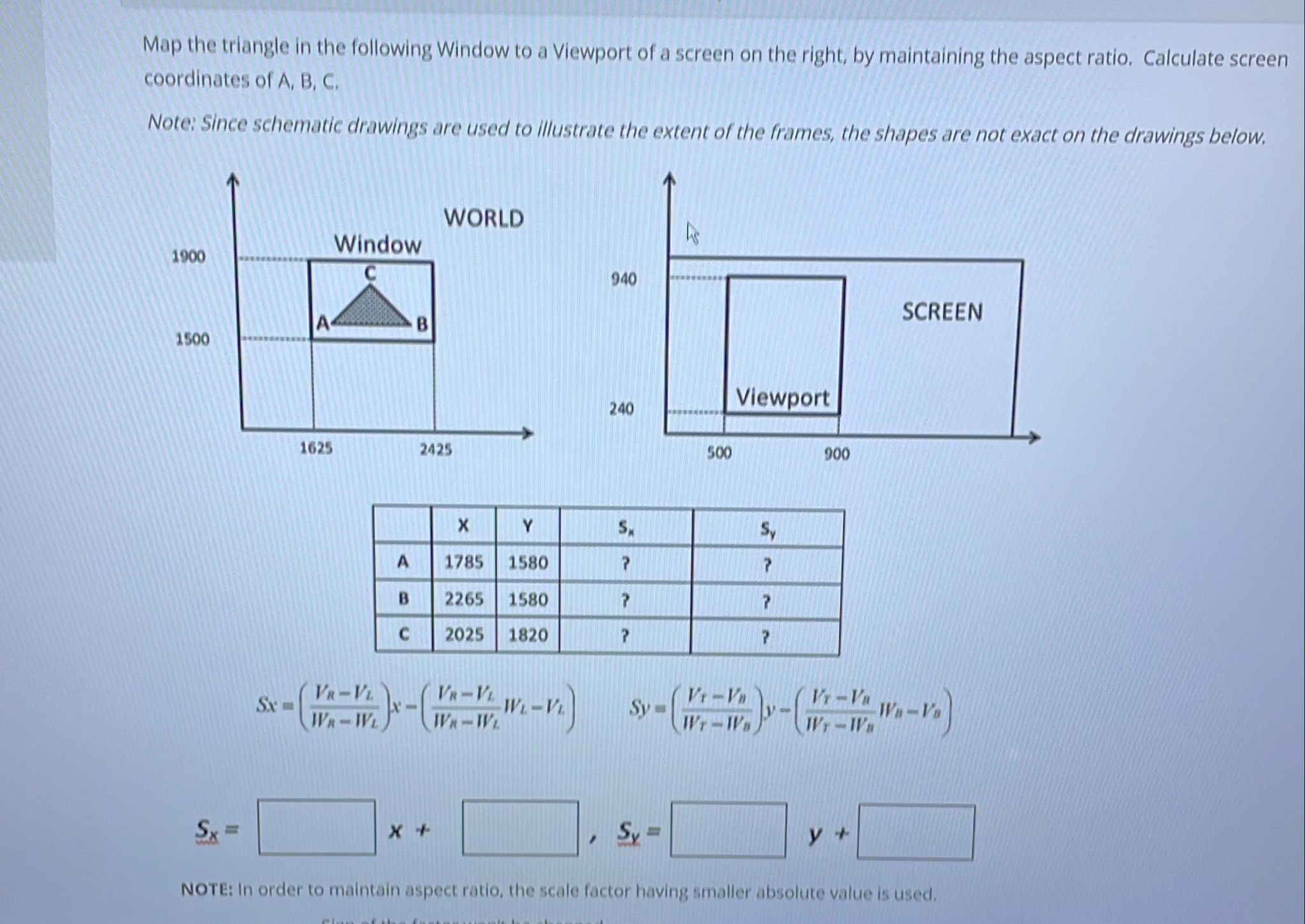 Solved Map the triangle in the following Window to a | Chegg.com