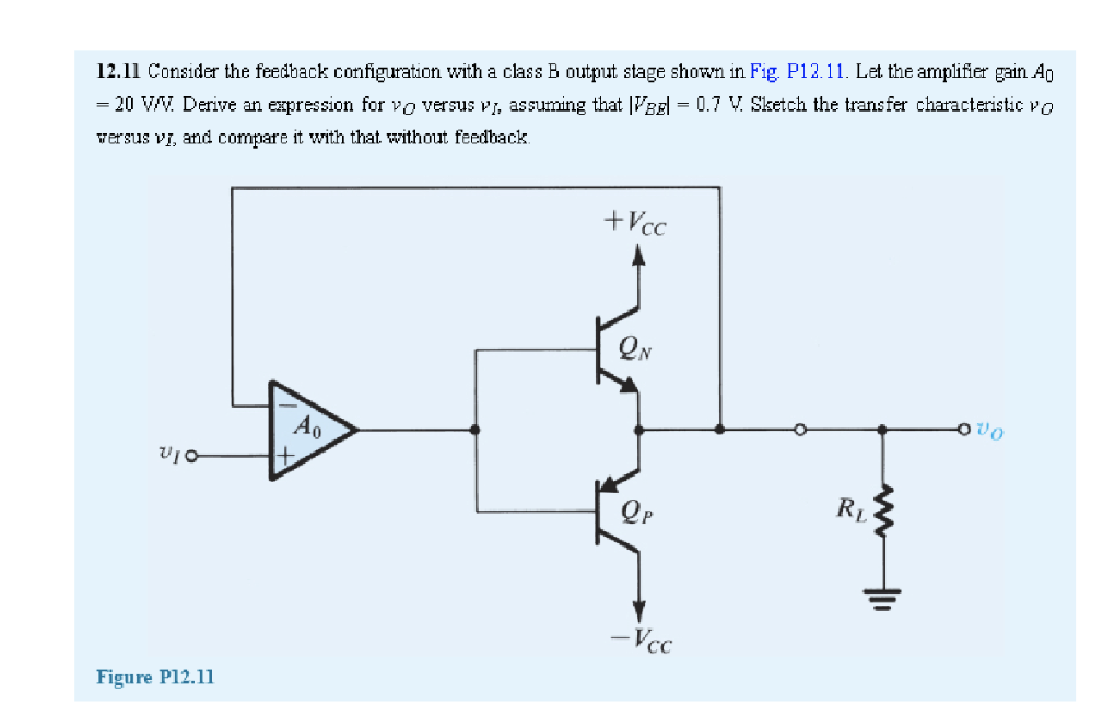 Solved 12.11 Consider the feedback configuration with a | Chegg.com