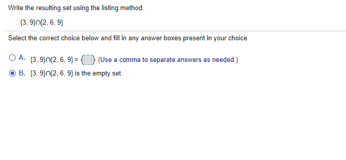 Solved Write the resulting set using the listing method. | Chegg.com