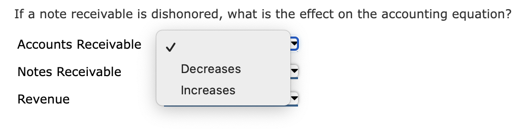 Solved If a note receivable is dishonored, what is the | Chegg.com