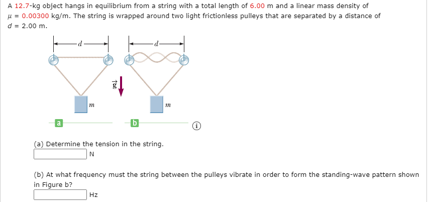 Solved A 12.7-kg object hangs in equilibrium from a string | Chegg.com
