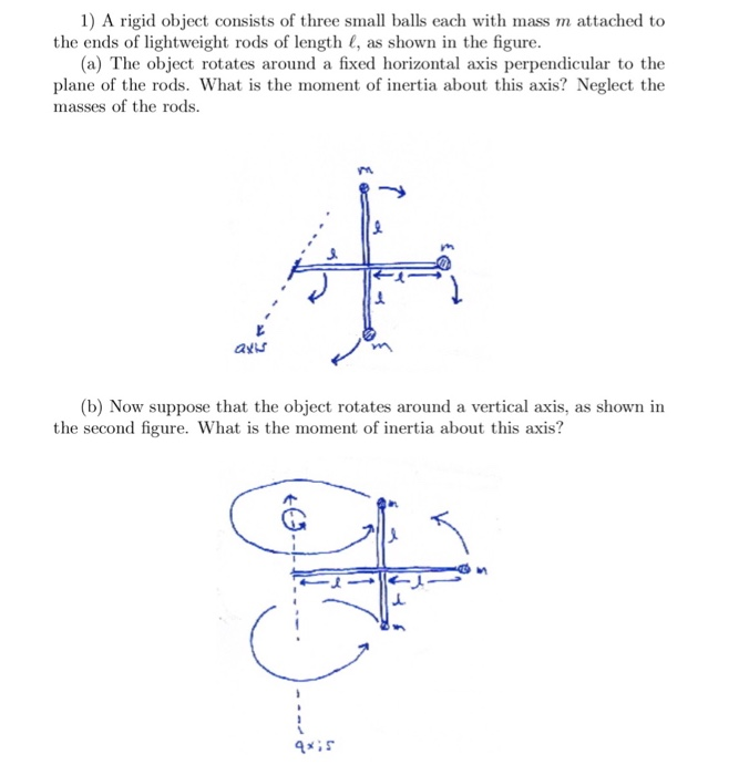 Solved 1) A rigid object consists of three small balls each | Chegg.com