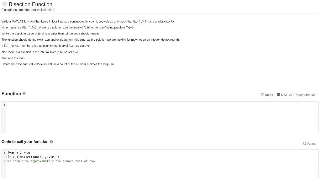 Solved Bisection Function O Solutions Submitted Max