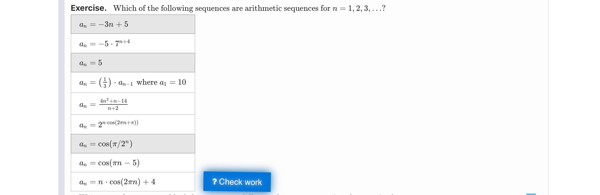 Solved Exercise. Which of the following sequences are | Chegg.com