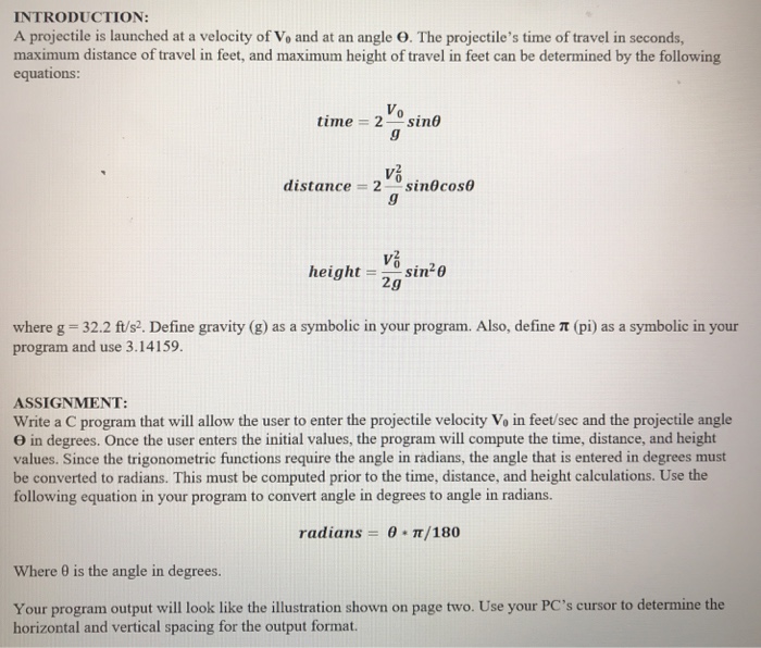 Solved INTRODUCTION A projectile is launched at a velocity | Chegg.com