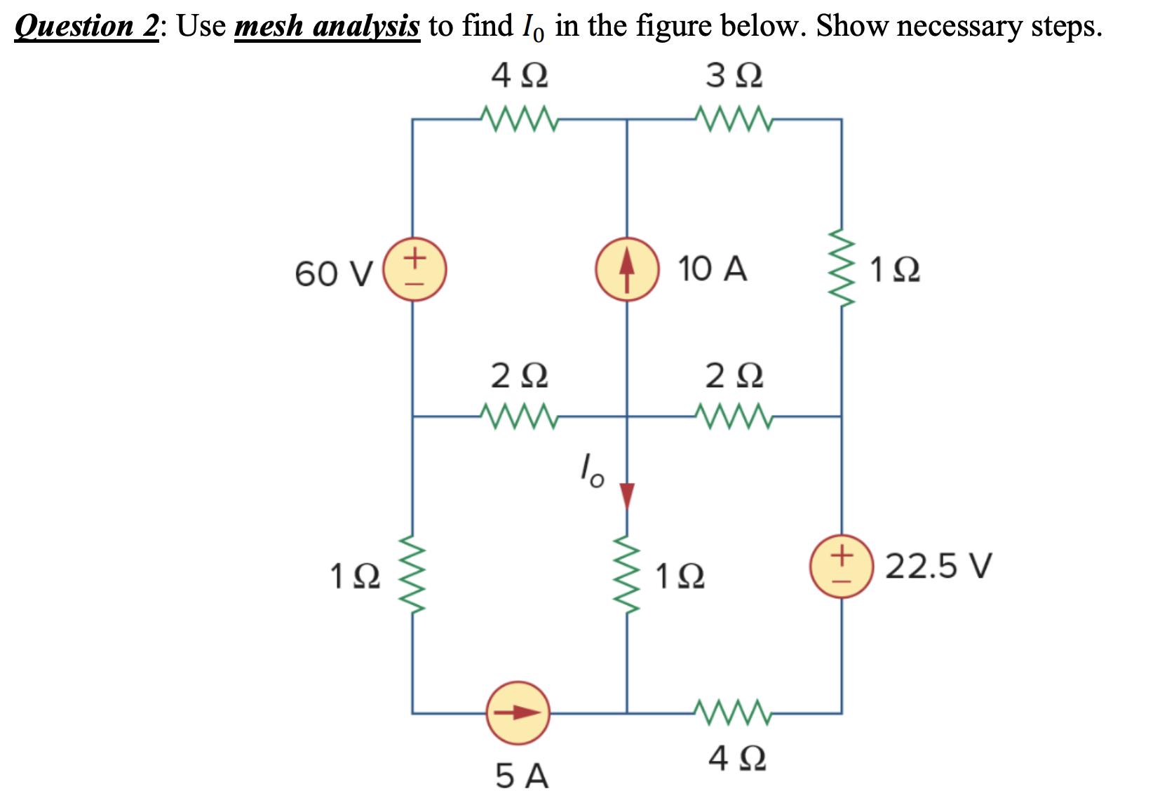 Solved Question 2: Use mesh analysis to find I0 in the | Chegg.com