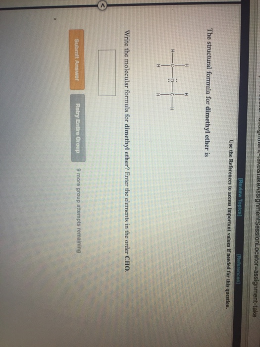 Solved The structural formula for dimethyl ether is Write | Chegg.com
