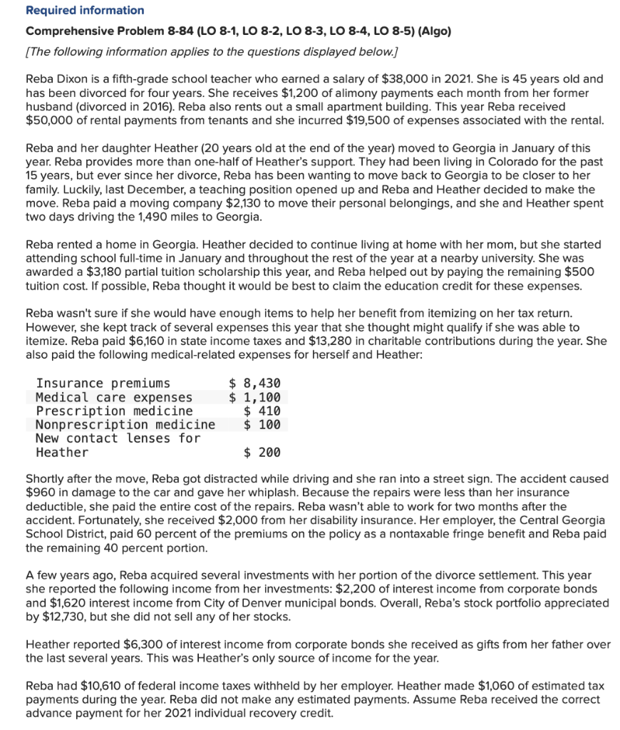 Solved Required information Comprehensive Problem 8-84 (LO | Chegg.com