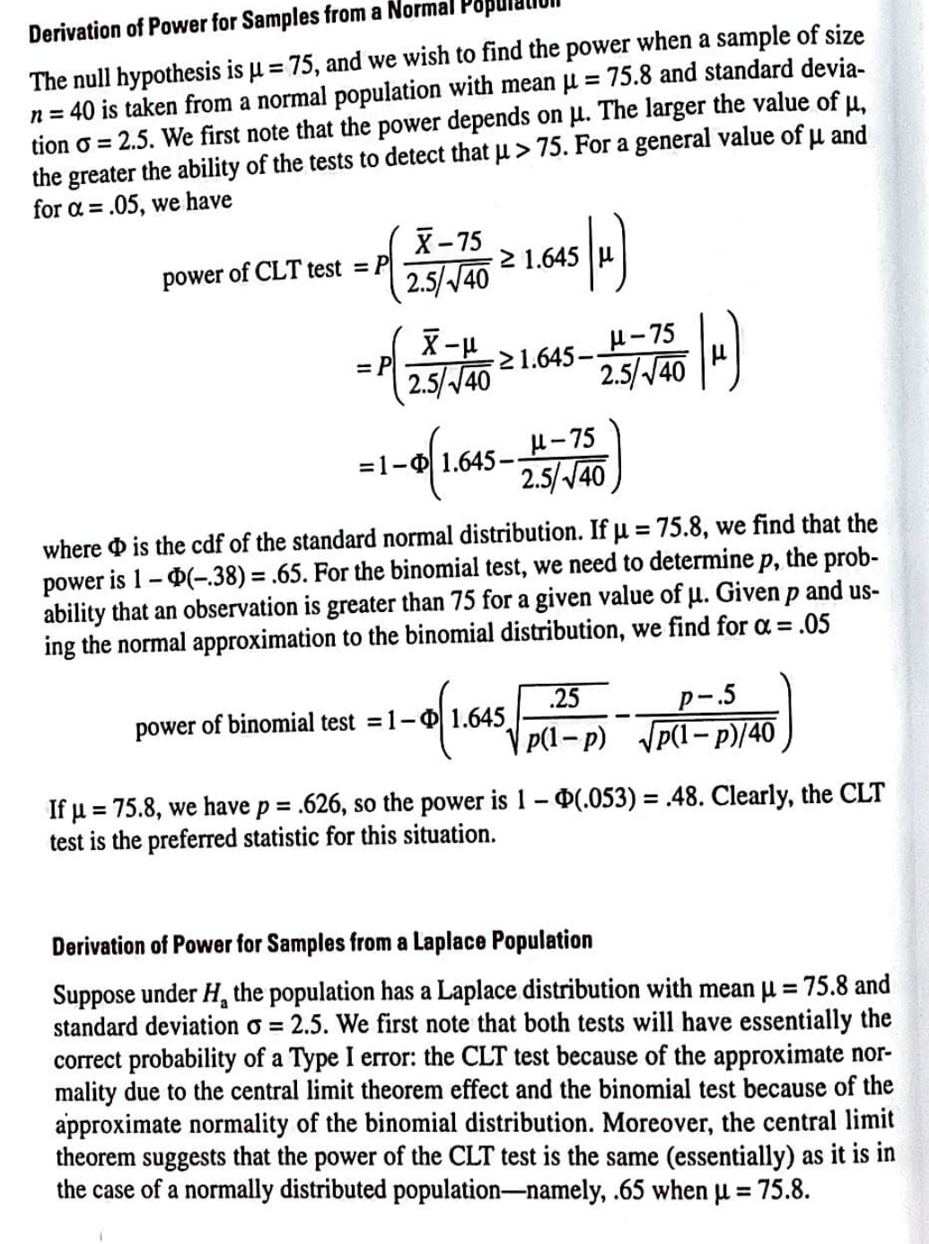 Solved Refer to the derivations of the power functions in | Chegg.com